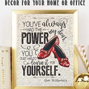 Wizard of Oz Art - You've Always Had The Power My Dear - Glinda the Good Witch to Dorothy - 11x14 Unframed Art Wizard of Oz Poster Print - Great Wizard of Oz Gifts, Office Decor and Dorothy Decoration