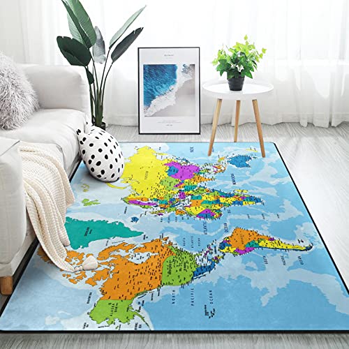 ALAZA Colorful World Map Area Rug Rugs for Living Room Bedroom 7' x 5'