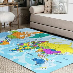 ALAZA Colorful World Map Area Rug Rugs for Living Room Bedroom 7' x 5'