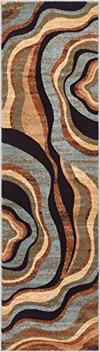 Well Woven Barclay Nirvana Waves Multi / Blue Modern Area Rug 2'3" X 7'3" Runner