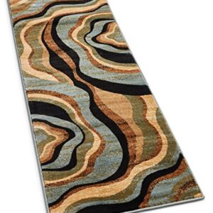 Well Woven Barclay Nirvana Waves Multi / Blue Modern Area Rug 2'3" X 7'3" Runner