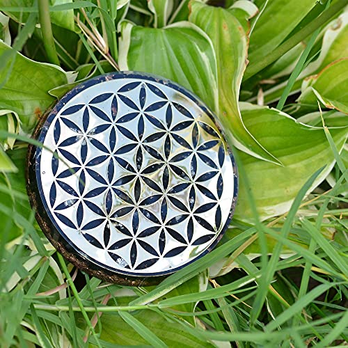 Orgonite Crystal Water Charging Plate with Black Tourmaline Healing Crystals and Flower of Life –Orgone Charging Coaster for Spiritual Cleansing and E-Energy Protection (90mm)