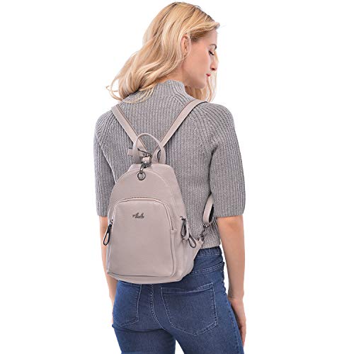 AMELIE GALANTI Small Backpack Purse for Women, Backpack Handbags Lightweight PU Nylon Sling Purse with Convertible Shoulder Strap (L Grey-PU)