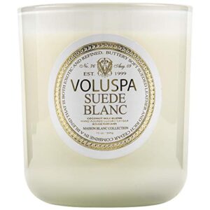 voluspa suede blanc classic maison candle, 100 hour 12 oz