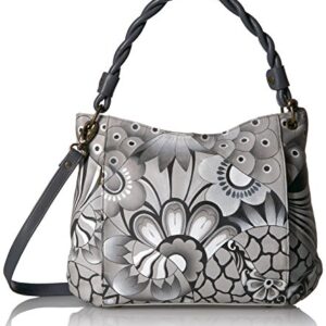 Anna by Anuschka womens genuine Top Handle Handbag, Patchwork Pewter, One Size US