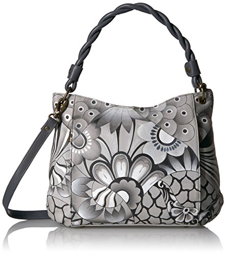 Anna by Anuschka womens genuine Top Handle Handbag, Patchwork Pewter, One Size US