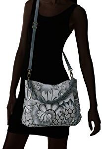 Anna by Anuschka womens genuine Top Handle Handbag, Patchwork Pewter, One Size US