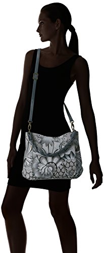 Anna by Anuschka womens genuine Top Handle Handbag, Patchwork Pewter, One Size US