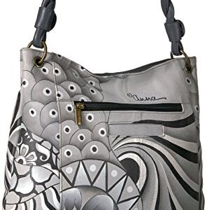 Anna by Anuschka womens genuine Top Handle Handbag, Patchwork Pewter, One Size US