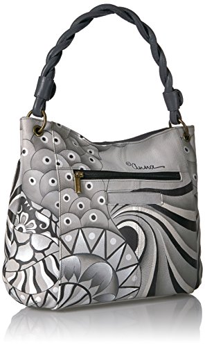 Anna by Anuschka womens genuine Top Handle Handbag, Patchwork Pewter, One Size US