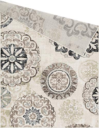 L'Baiet Katie Beige Brown Floral Ikat Pattern Mid-Century Modern Indoor 8' x 10' Area Rug