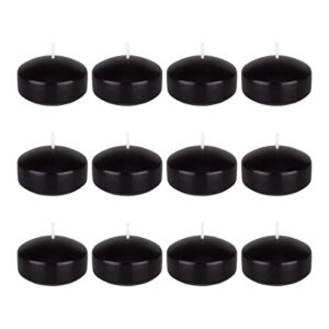 mega candles 12 pcs unscented black floating disc candle, hand poured paraffin wax candles 2 inch diameter, home décor, wedding receptions, baby showers, birthdays, celebrations & party favors