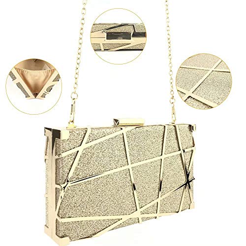 Women Evening Clutch Bag Exquisite Metal Hollow Out Design Evening Purse Wedding Bridal Handbag