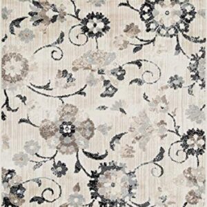 L'Baiet Quinn Grey Blue Beige Traditional Floral Botanical Shabby Chic Indoor 5' x 7' Area Rug