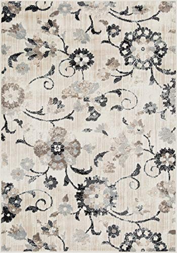 L'Baiet Quinn Grey Blue Beige Traditional Floral Botanical Shabby Chic Indoor 5' x 7' Area Rug