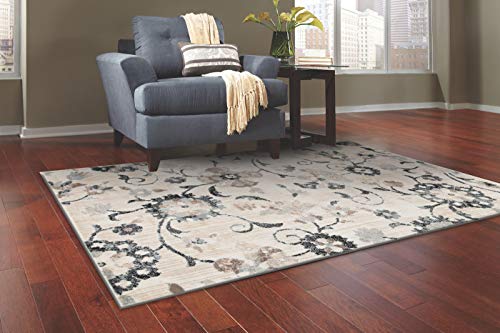 L'Baiet Quinn Grey Blue Beige Traditional Floral Botanical Shabby Chic Indoor 5' x 7' Area Rug