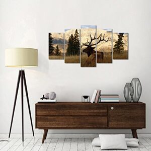 VVOVV Wall Decor - Deer In Autumn Forest Painting Giclee Prints Wildlife Pictures Animal Elk Poster Canvas Art Wall Decor Modern Framed Artwork