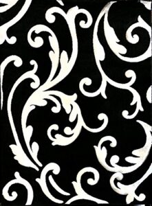 hollywood modern contemporary area rug black & white design 290 (5 feet 2 inch x 7 feet 1 inch)