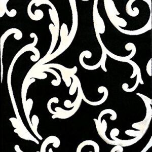 Hollywood Modern Contemporary Area Rug Black & White Design 290 (5 Feet 2 Inch X 7 Feet 1 Inch)