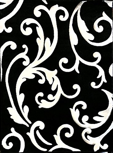 Hollywood Modern Contemporary Area Rug Black & White Design 290 (5 Feet 2 Inch X 7 Feet 1 Inch)