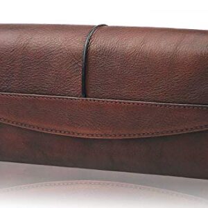 Womens Wallets Genuine Leather Large Capacity Handmade Card Holder Purse,Scratch Resistant (coffee)