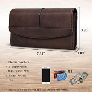 Womens Wallets Genuine Leather Large Capacity Handmade Card Holder Purse,Scratch Resistant (coffee)