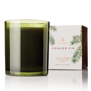 thymes frasier fir candle, molded green glass