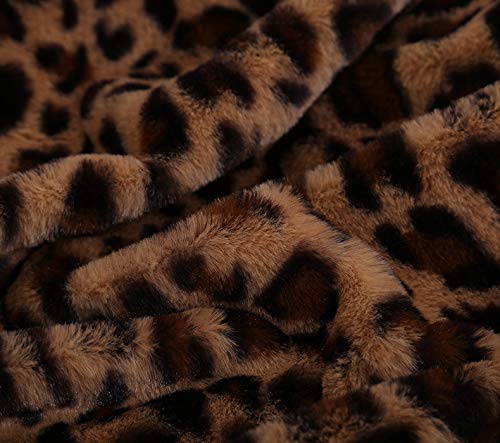 MYRU Velboa Super Soft Leopard Blanket Double Layer Bedding Thick Sofa Cover Furry Fuzzy Fax Fur Throw Blanket (Brown,51 x 63 Inch)