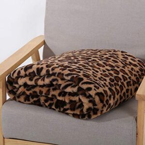 MYRU Velboa Super Soft Leopard Blanket Double Layer Bedding Thick Sofa Cover Furry Fuzzy Fax Fur Throw Blanket (Brown,51 x 63 Inch)