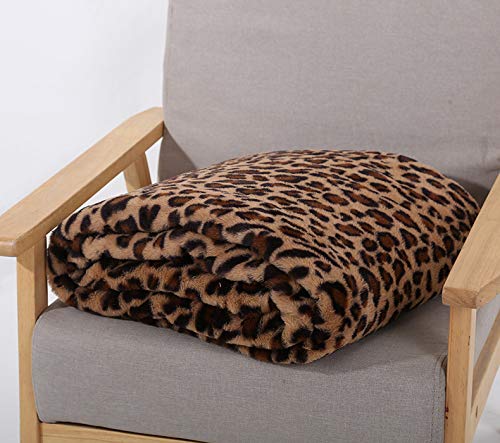 MYRU Velboa Super Soft Leopard Blanket Double Layer Bedding Thick Sofa Cover Furry Fuzzy Fax Fur Throw Blanket (Brown,51 x 63 Inch)