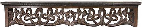 Fetco Home Decor Seth Hand Carved Shelf, Medium, Distressed Brown