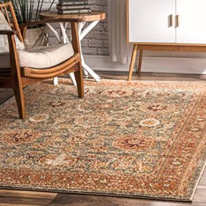 nuloom geraldine persian area rug, 6′ 7″ x 9′, olive