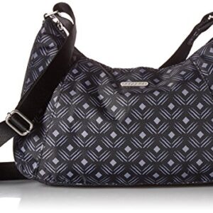 Baggallini Slim Crossbody Hobo, Black Diamond Print