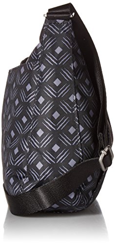 Baggallini Slim Crossbody Hobo, Black Diamond Print