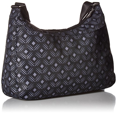 Baggallini Slim Crossbody Hobo, Black Diamond Print