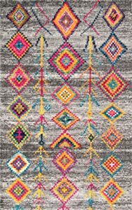 nuloom catrine bohemian diamonds shag area rug, 8′ 10″ x 12′, dark grey