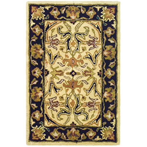 SAFAVIEH Heritage Collection 2' x 3' Ivory / Black HG644C Handmade Traditional Oriental Premium Wool Accent Rug