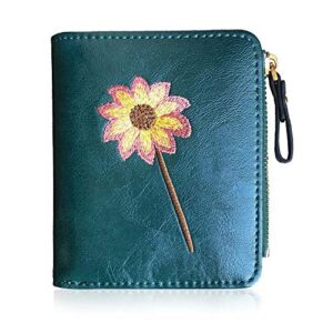 aoxonel girls wallet small bifold womens wallets rfid,compact female cute mini zipper coin card purse for teen girl kids (green)