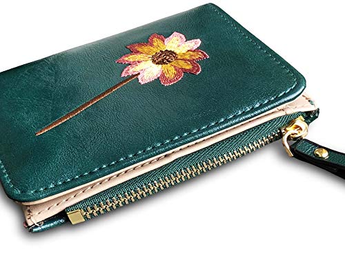 AOXONEL Girls Wallet Small Bifold Womens Wallets Rfid,Compact Female Cute Mini Zipper Coin Card Purse for Teen Girl Kids (Green)