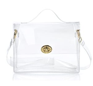 clear bag with turn lock closure for women cross body handbags stadium approved