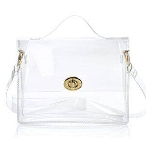 Clear Bag with Turn Lock Closure for Women Cross Body Handbags Stadium Approved