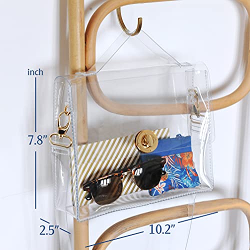 Clear Bag with Turn Lock Closure for Women Cross Body Handbags Stadium Approved