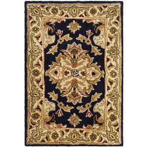 safavieh heritage collection 2′ x 3′ black/ivory hg817a handmade traditional oriental premium wool accent rug