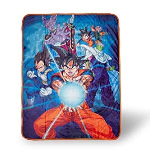 Dragon Ball Super Fighters & Warriors Fleece Throw Blanket | Features Beerus, Whis, & The Legendary Dragon Ball Warriors | 60 x 45 Inches