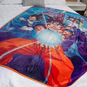 Dragon Ball Super Fighters & Warriors Fleece Throw Blanket | Features Beerus, Whis, & The Legendary Dragon Ball Warriors | 60 x 45 Inches