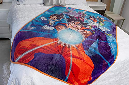 Dragon Ball Super Fighters & Warriors Fleece Throw Blanket | Features Beerus, Whis, & The Legendary Dragon Ball Warriors | 60 x 45 Inches