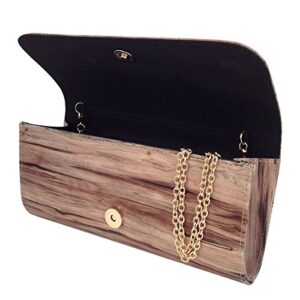 Vintage Wood Pattern Clutch with Bow, Taupe