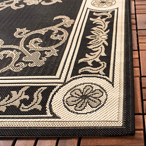 SAFAVIEH Courtyard Collection 9' x 12' Black / Sand CY2914 Indoor/ -Outdoor Waterproof Easy -Cleaning Patio Backyard Mudroom Area -Rug