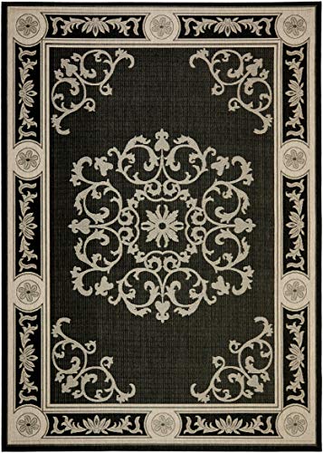 SAFAVIEH Courtyard Collection 9' x 12' Black / Sand CY2914 Indoor/ -Outdoor Waterproof Easy -Cleaning Patio Backyard Mudroom Area -Rug