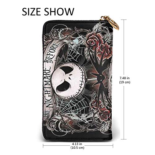 DZGlobal Women Printed Zip Around Wallet Halloween Art Soft PU Clutch Holder Purse